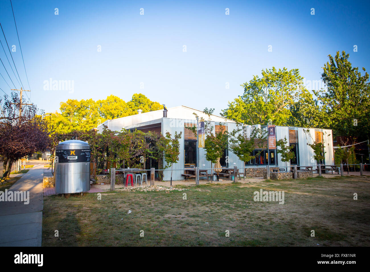 The famous bright Brewery on a cool autumn morningn in Bright, Victoria ...
