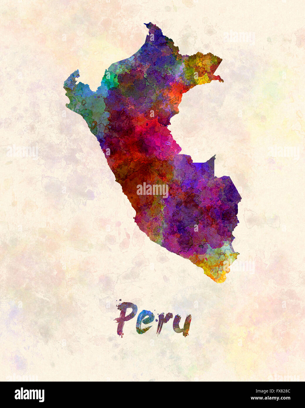 Peru in watercolor Stock Photo - Alamy