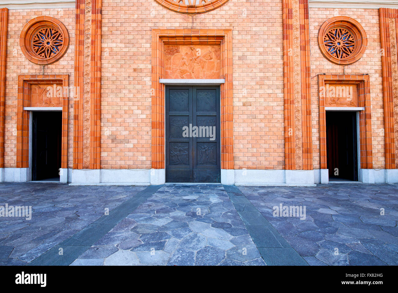 italy lombardy in the vergiate old church closed brick tower wall Stock ...
