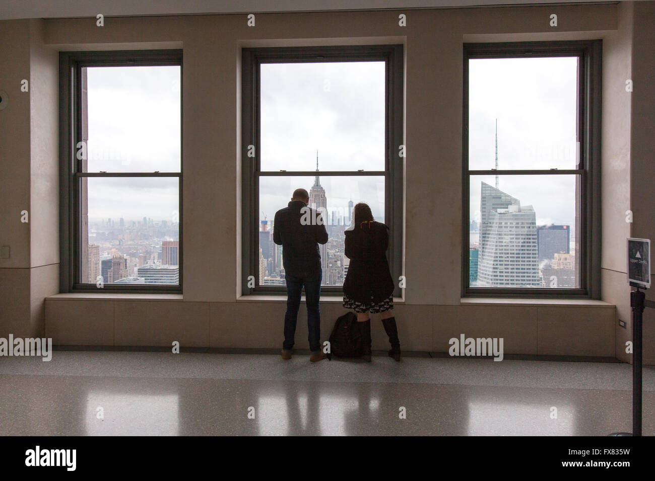 View from inside the top of the Rockefeller center, Manhattan, New York ...
