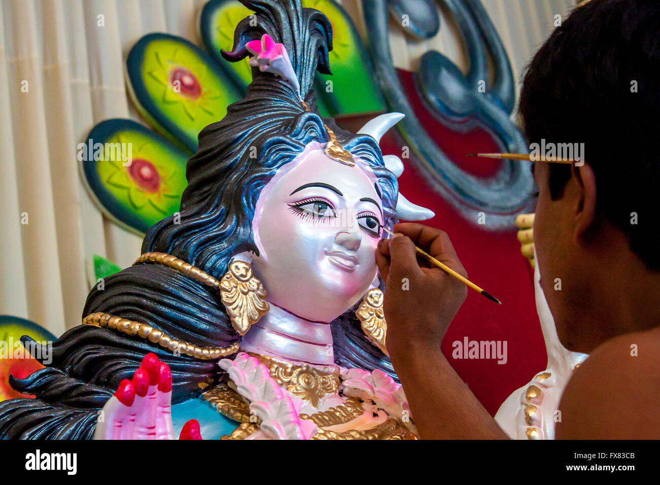 Durga sculpture making an artist in Narayangonj, Dhaka, Bangladesh ...