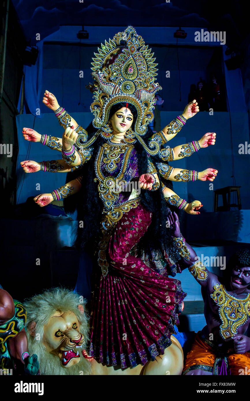 Durga sculpture making an artist in Narayangonj, Dhaka, Bangladesh ...