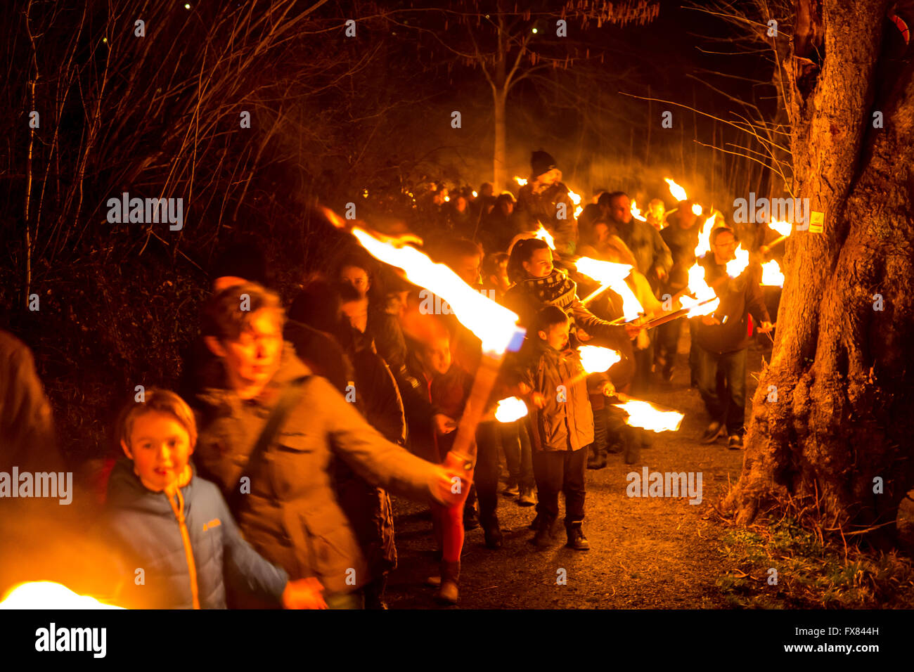 German Easter tradition, bonfire with many visitors,easter night, here ...