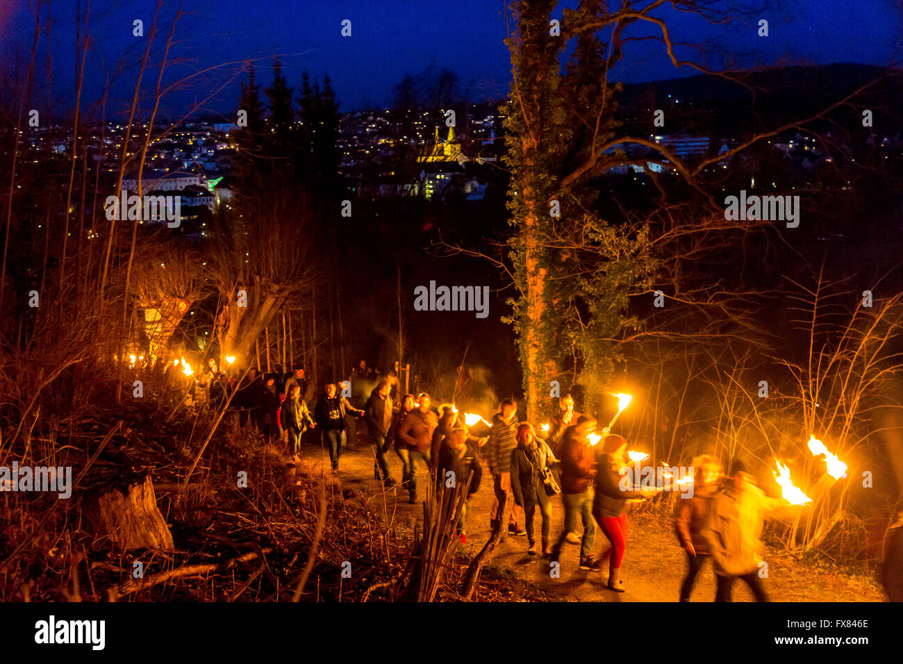 German Easter tradition, bonfire with many visitors,easter night, here ...