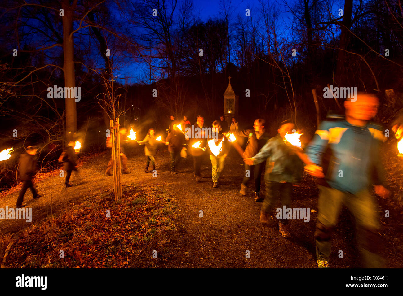 German Easter tradition, bonfire with many visitors,easter night, here ...
