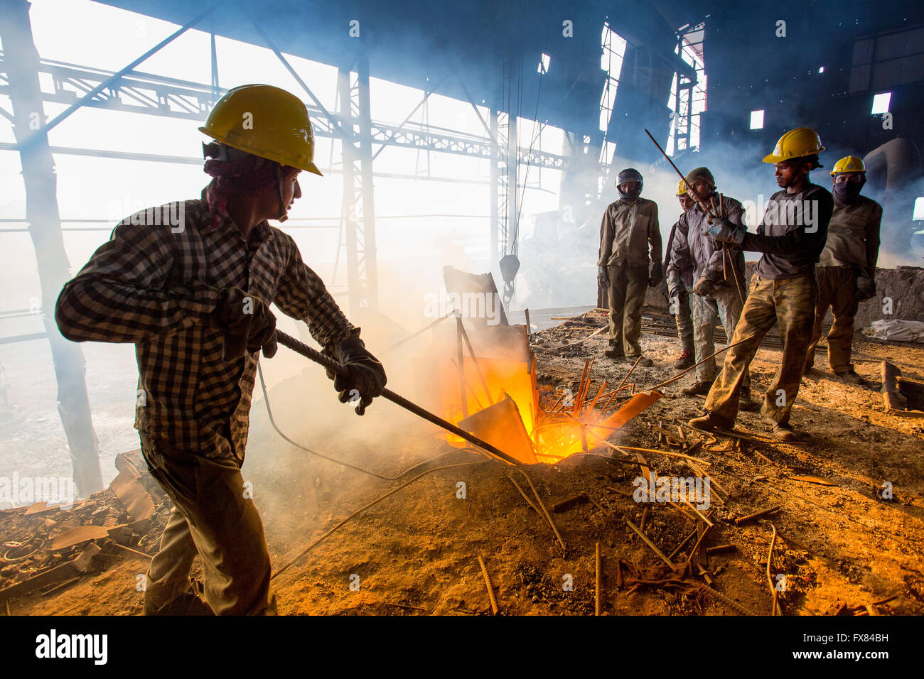 Workers are working inside a Steel Mill, Demra, Dhaka, Bangladesh Stock ...