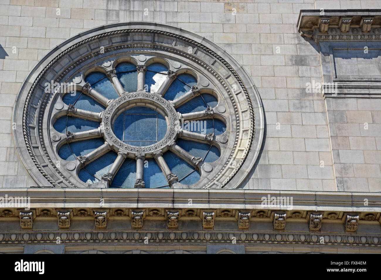 Rose window of the Italian style St. Mary of the Lake Catholic Church ...