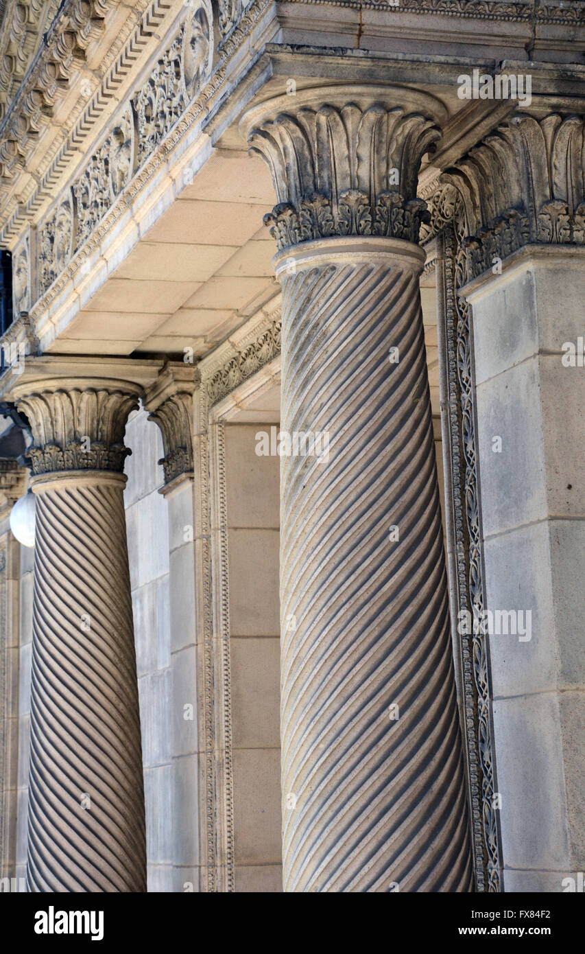 Column at the main entrance to St. Mary of the Lake Catholic Church ...