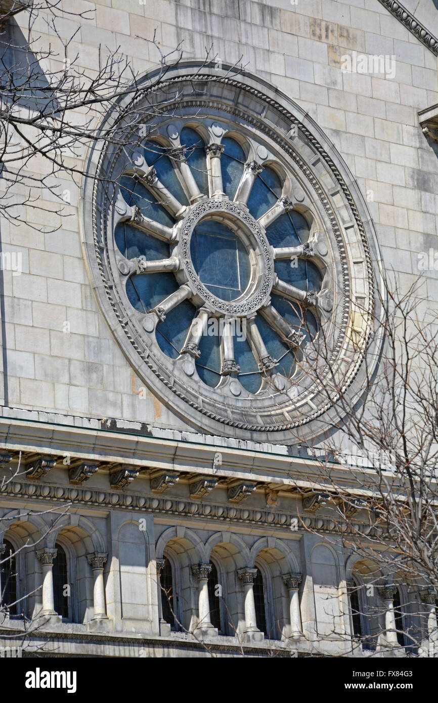 Rose window of the Italian style St. Mary of the Lake Catholic Church ...