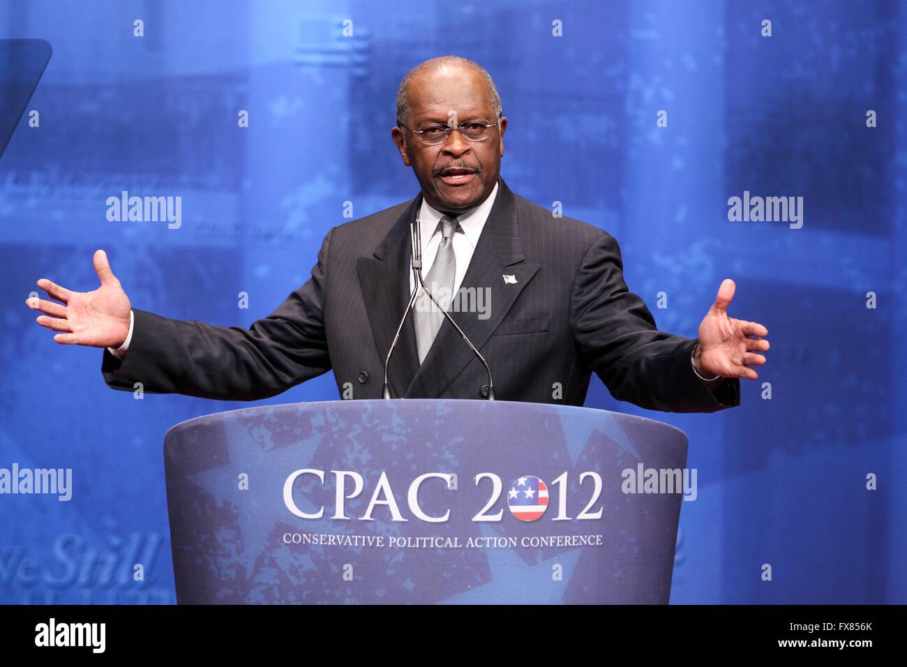 Republican presidential candidate and former CEO Herman Cain addresses ...