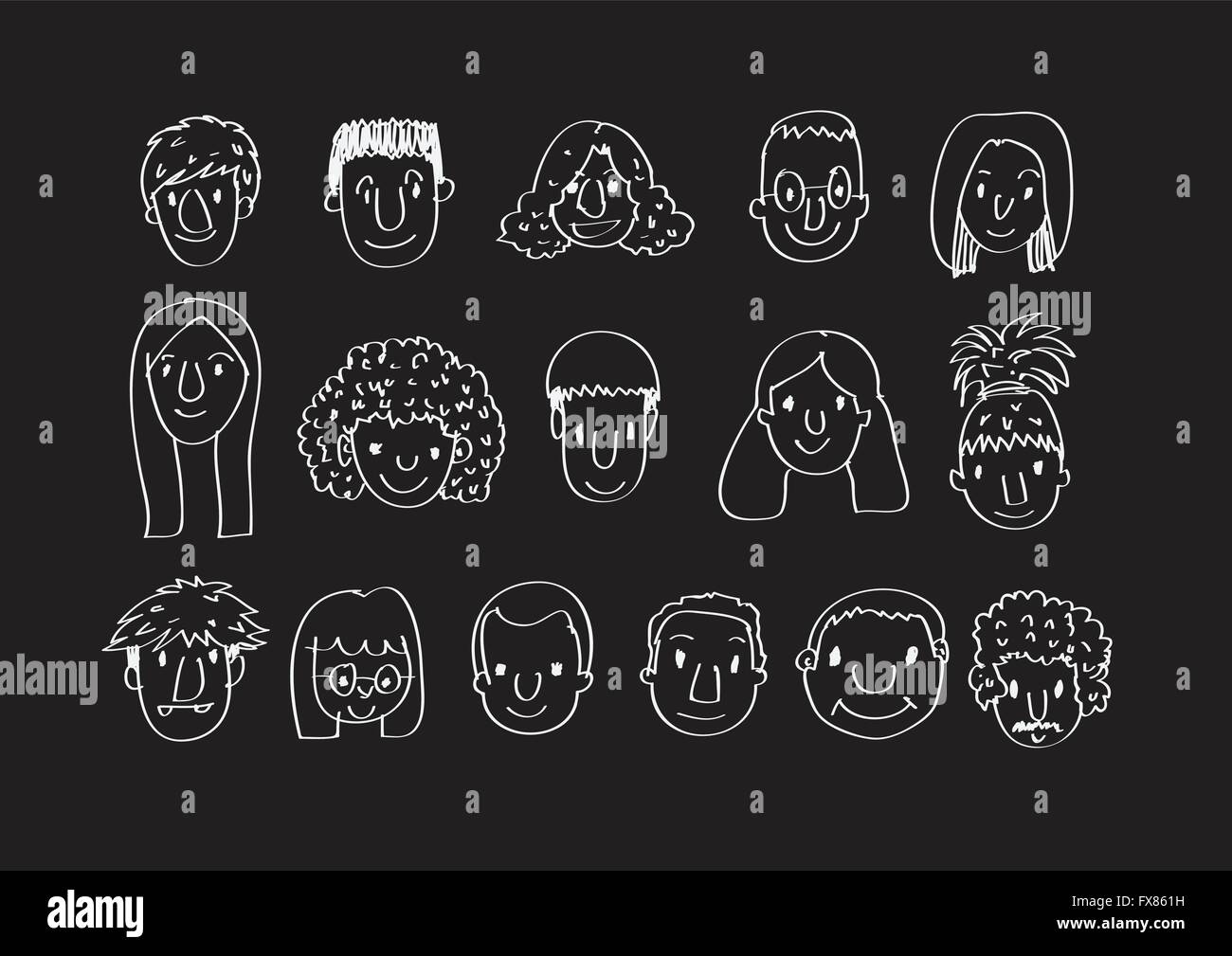 Set of various cartoon faces illustration Stock Vector Image & Art - Alamy