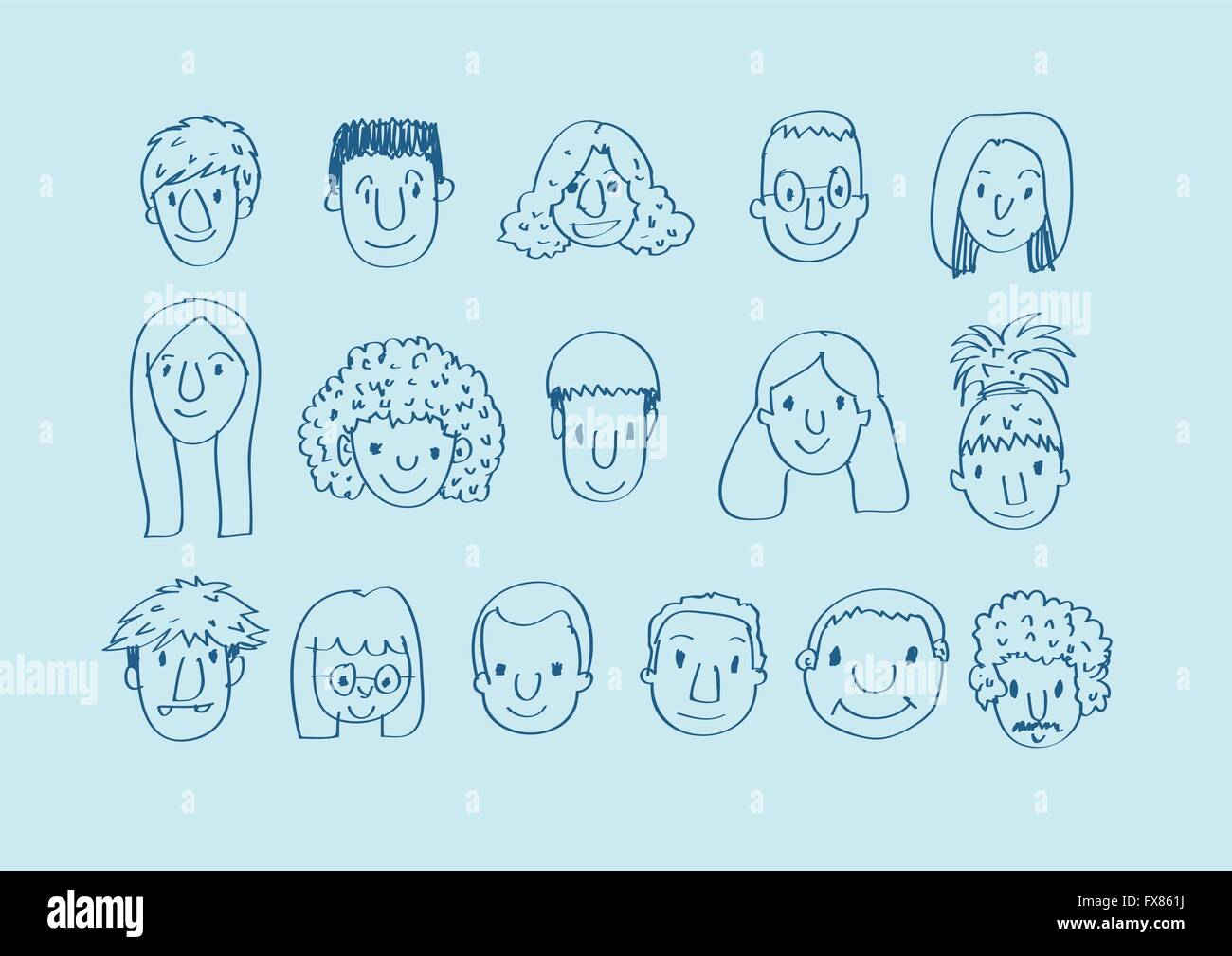 Set of various cartoon faces illustration Stock Vector Image & Art - Alamy
