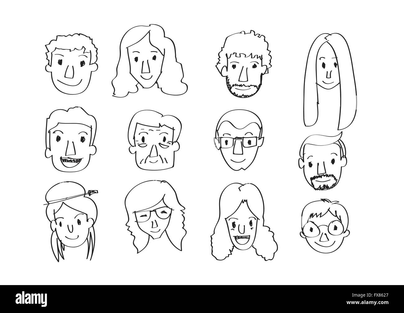 Set of various cartoon faces illustration Stock Vector Image & Art - Alamy