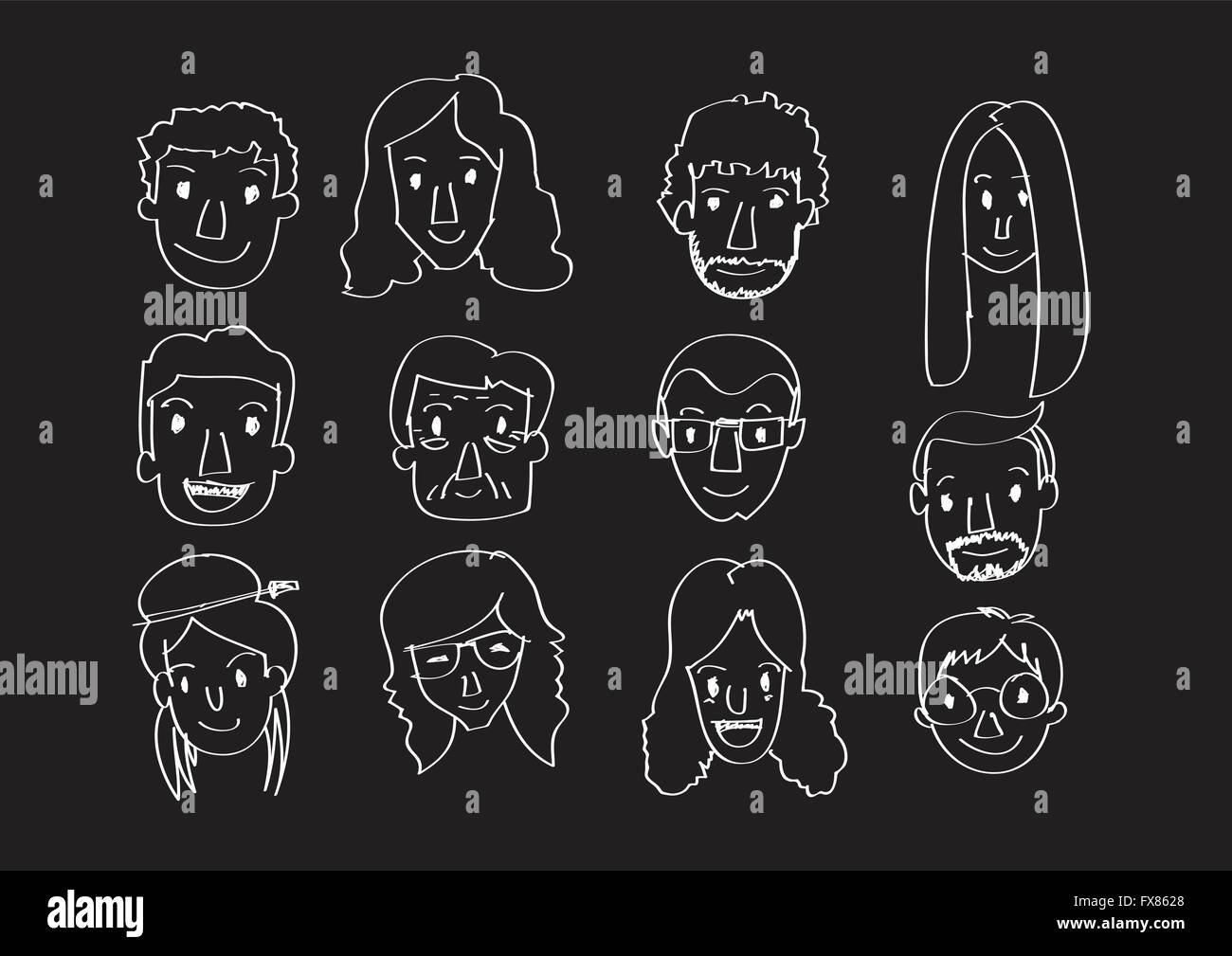 Set of various cartoon faces illustration Stock Vector Image & Art - Alamy