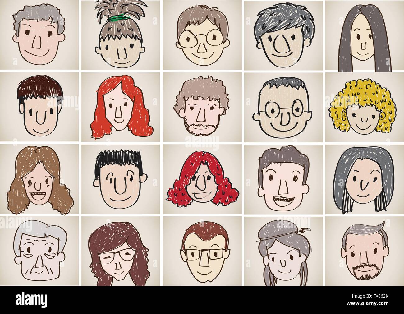 Set of various cartoon faces illustration Stock Vector Image & Art - Alamy