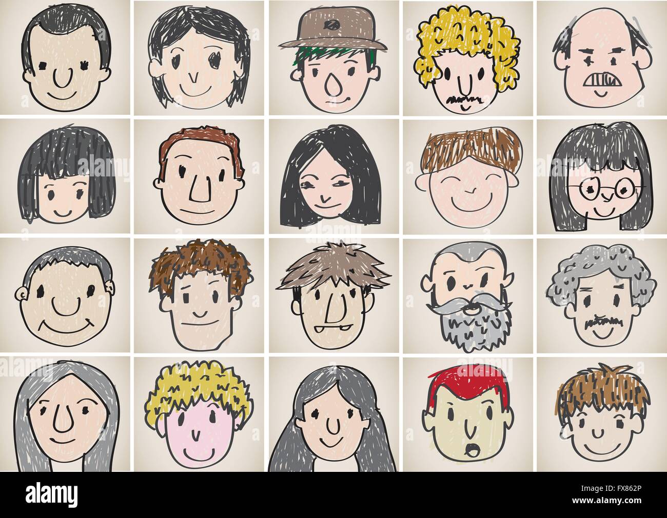 Set of various cartoon faces illustration Stock Vector Image & Art - Alamy