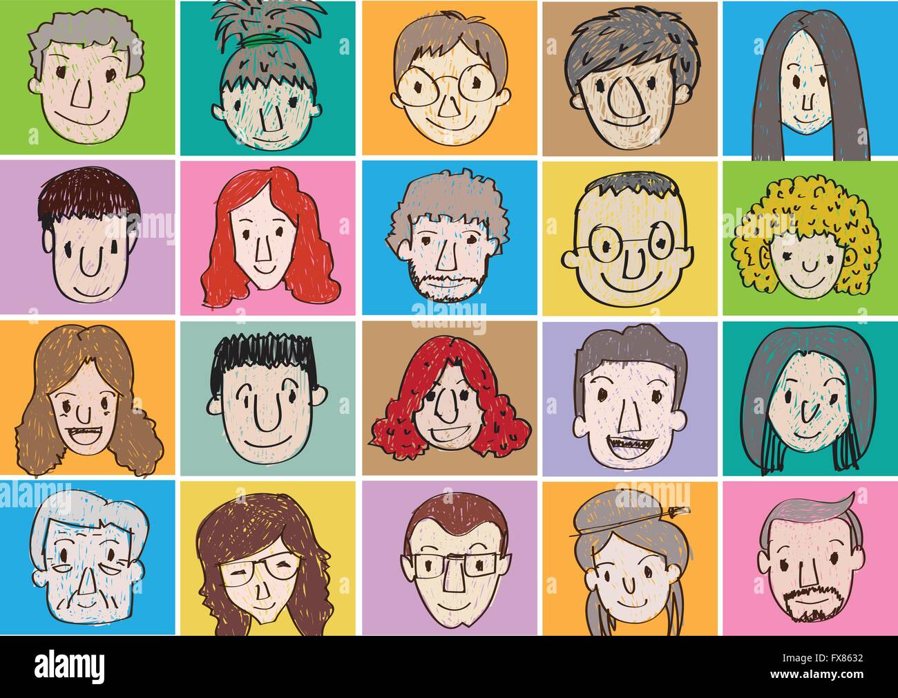 Set of various cartoon faces illustration Stock Vector Image & Art - Alamy