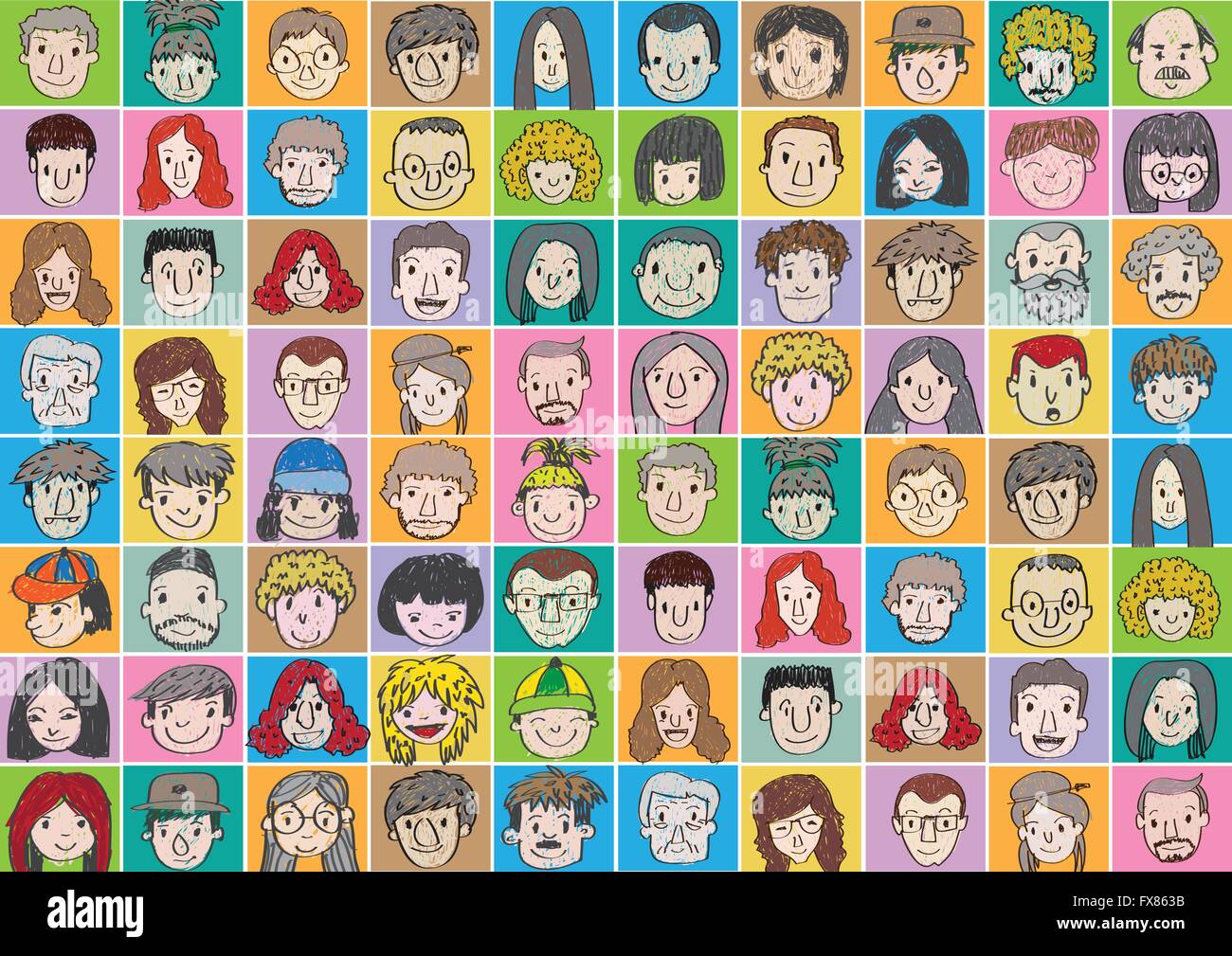 Set of various cartoon faces illustration Stock Vector Image & Art - Alamy