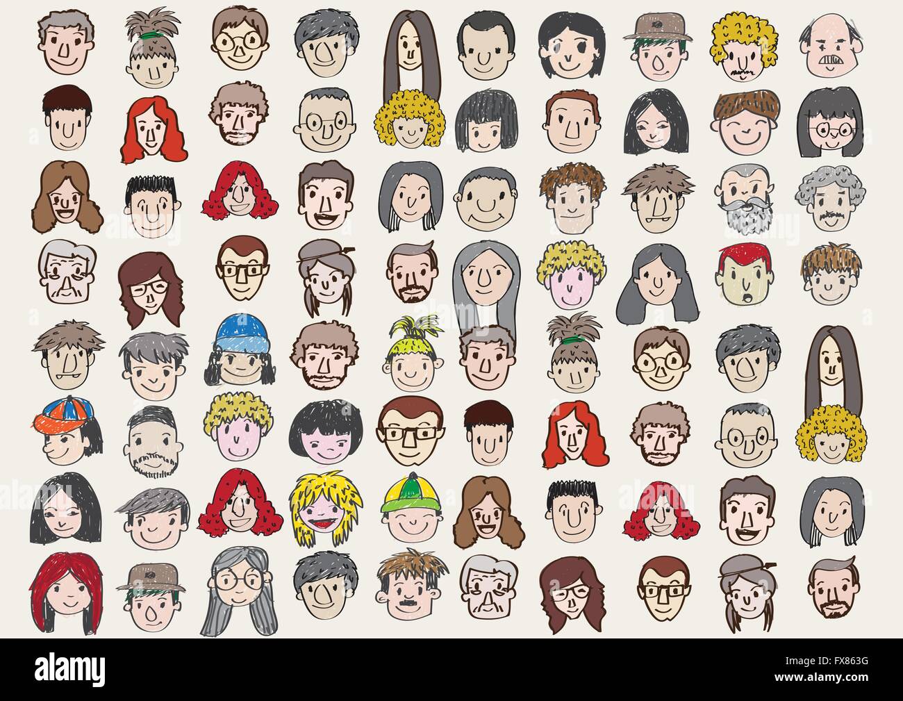Set of various cartoon faces illustration Stock Vector Image & Art - Alamy