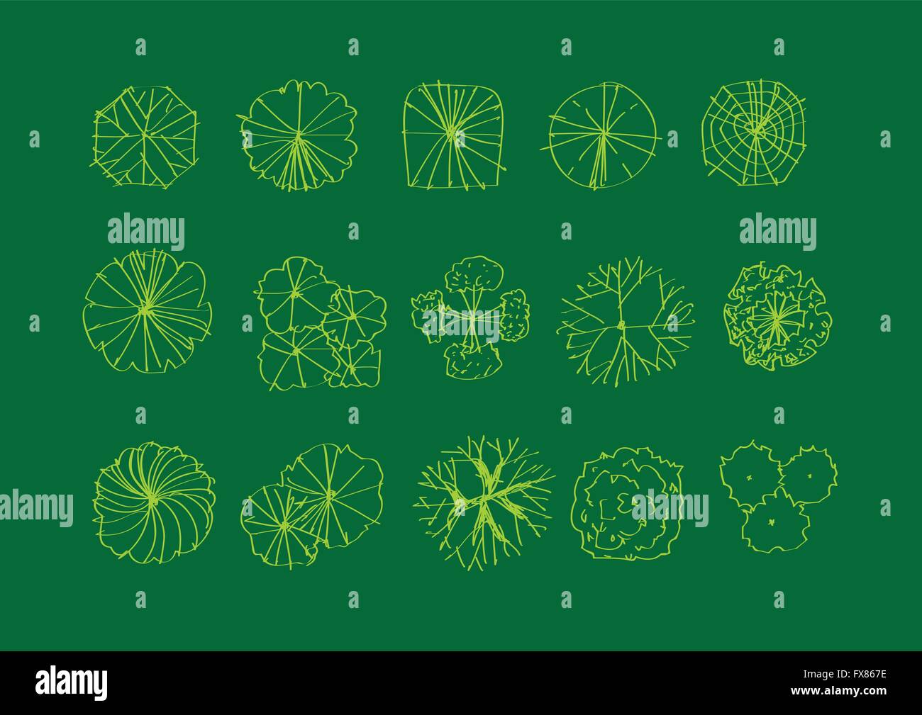 Trees top view for architecture landscape design projects Stock Vector ...