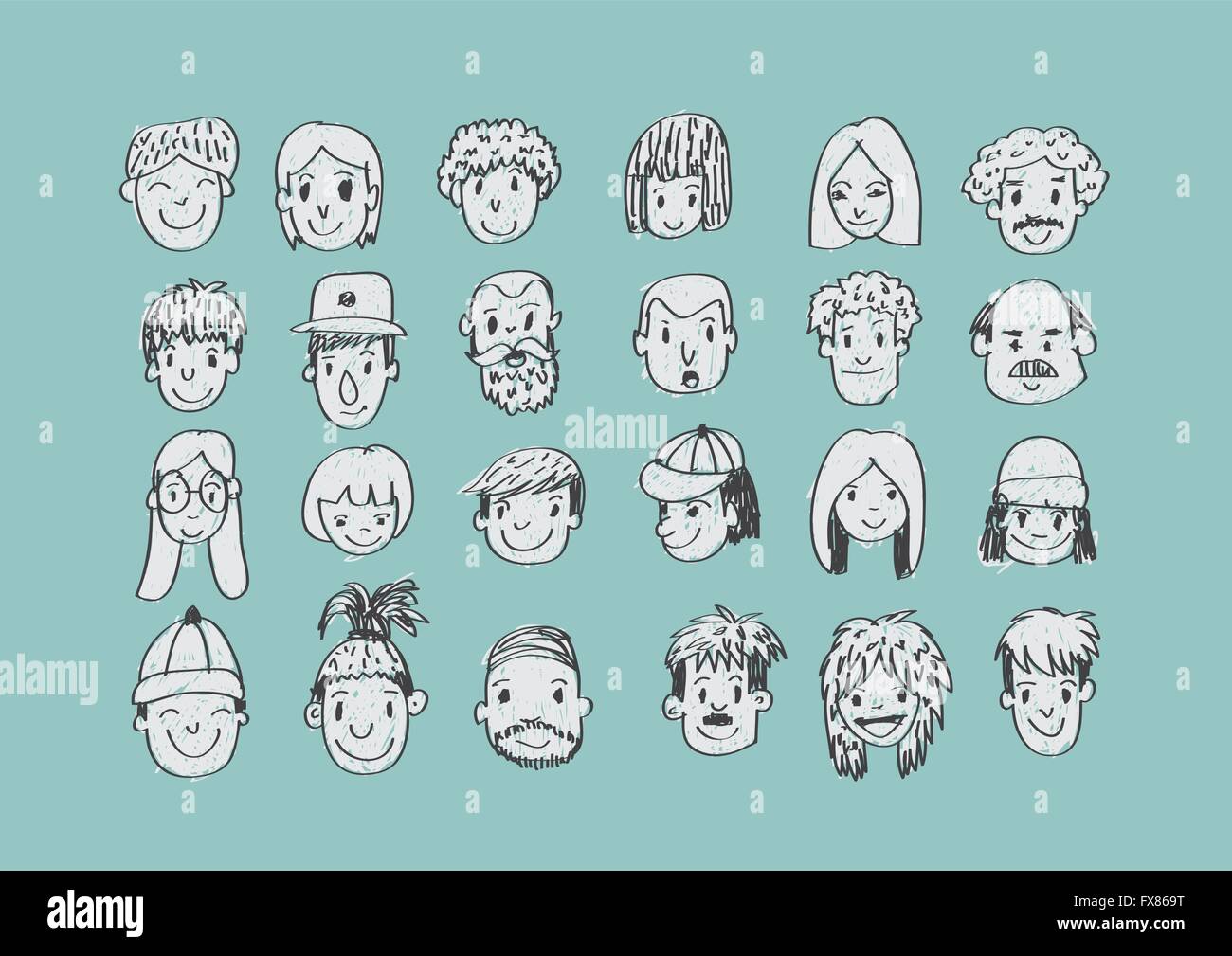 Set of various cartoon faces illustration Stock Vector Image & Art - Alamy
