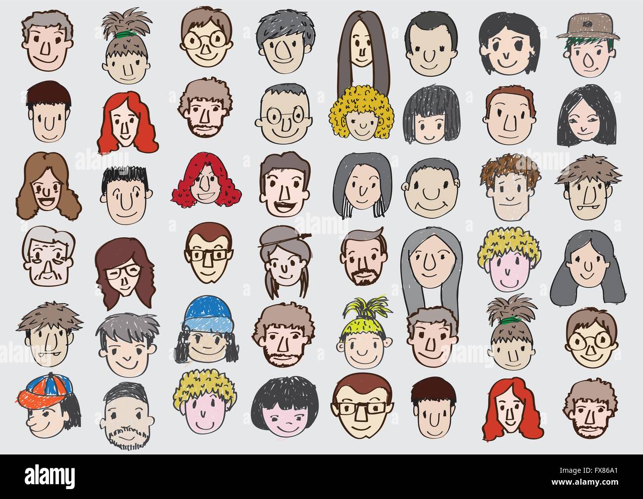 Set of various cartoon faces illustration Stock Vector Image & Art - Alamy