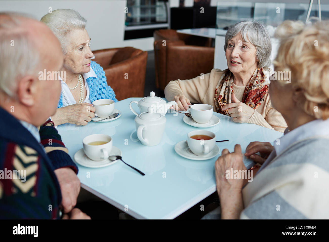 Seniors having tea Stock Photo - Alamy