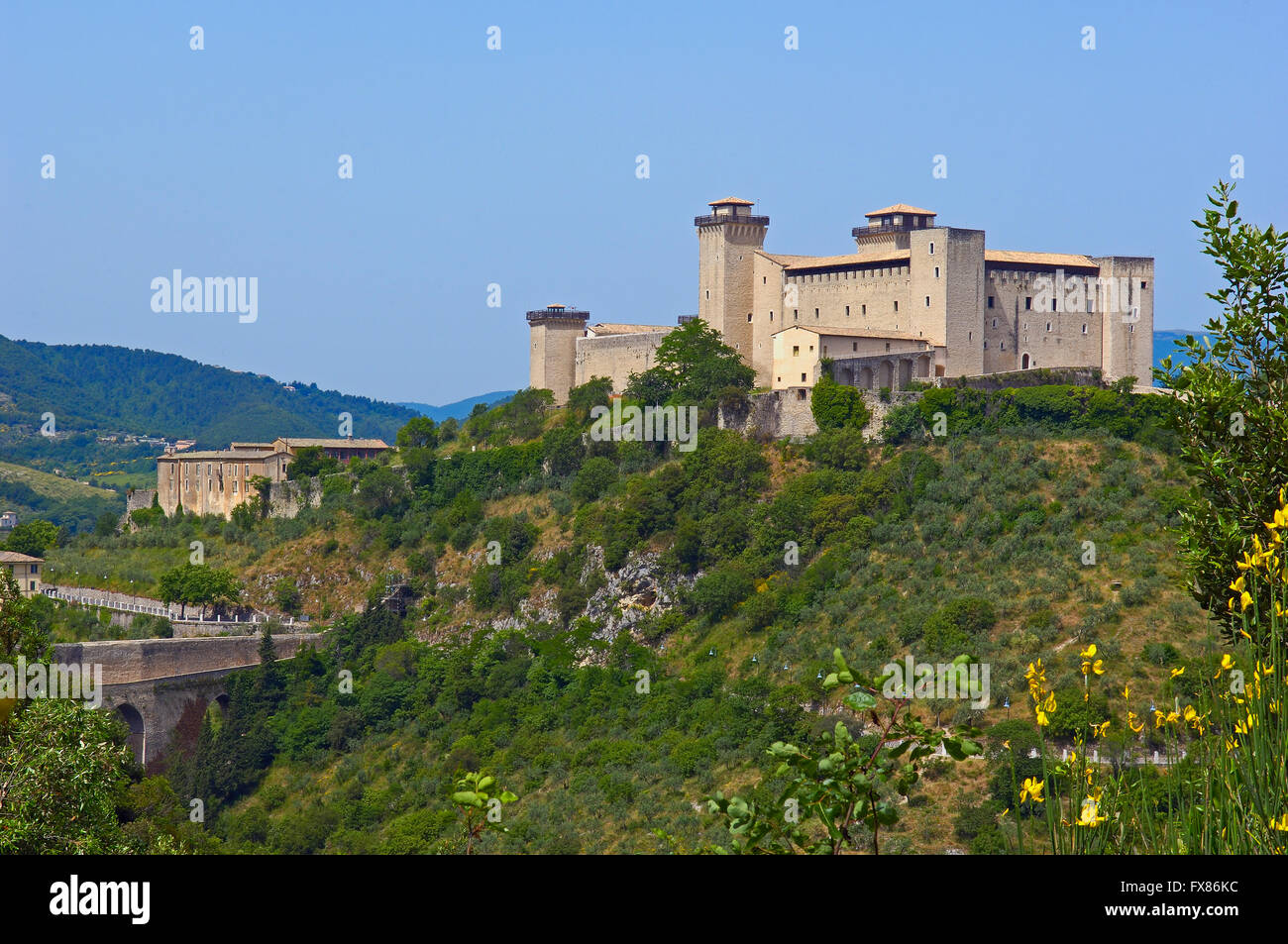 Spoleto, Albornoz Castle, Rocca Albornoz, Papal fortress, Umbria, Ponte ...