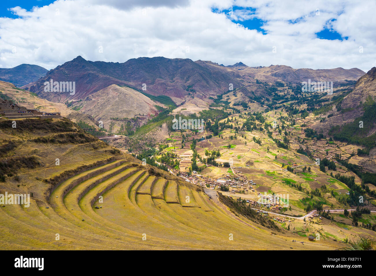 Expansive view of the glowing majestic concentric terraces of Pisac ...