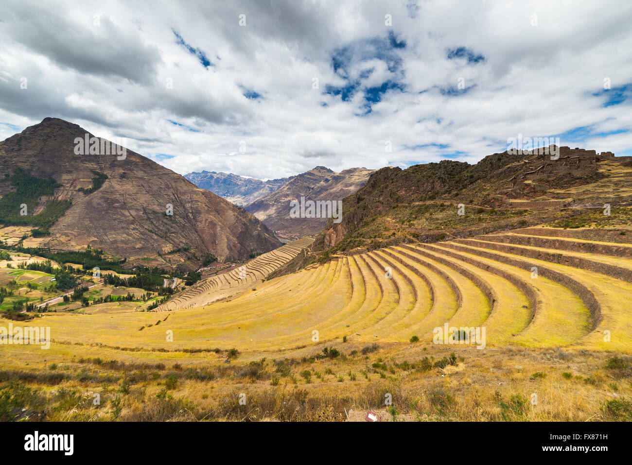 Expansive view of the glowing majestic concentric terraces of Pisac ...
