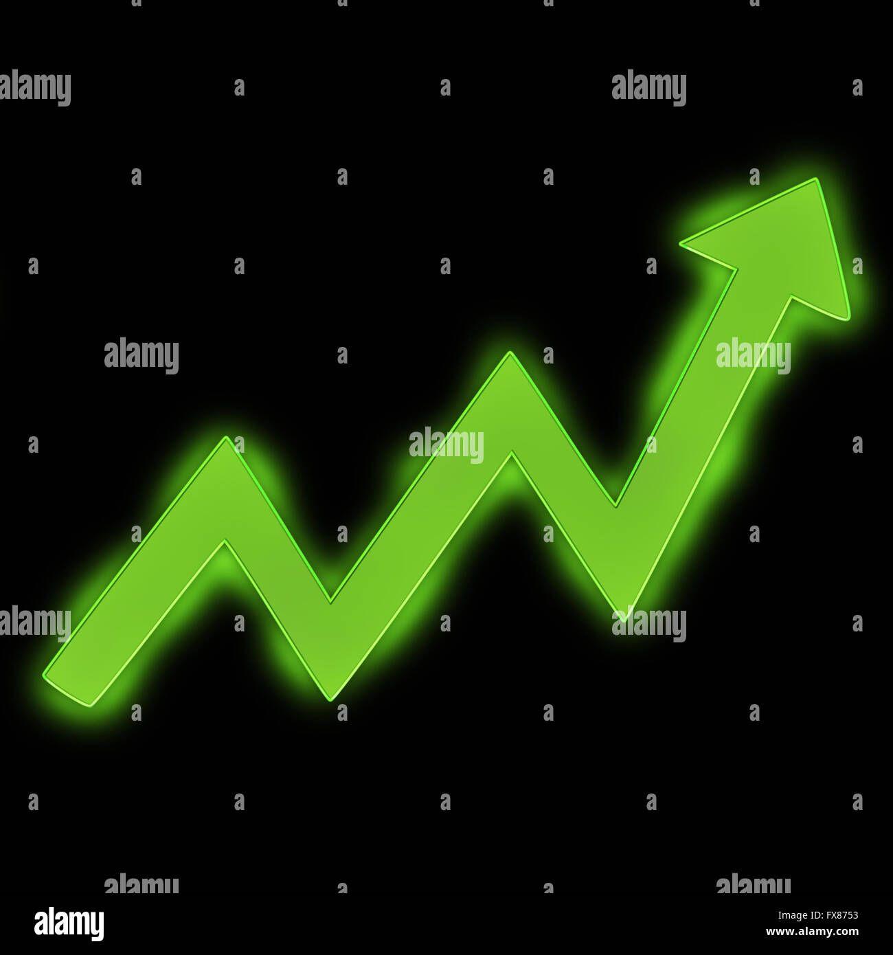 Green Up Arrow Black Background