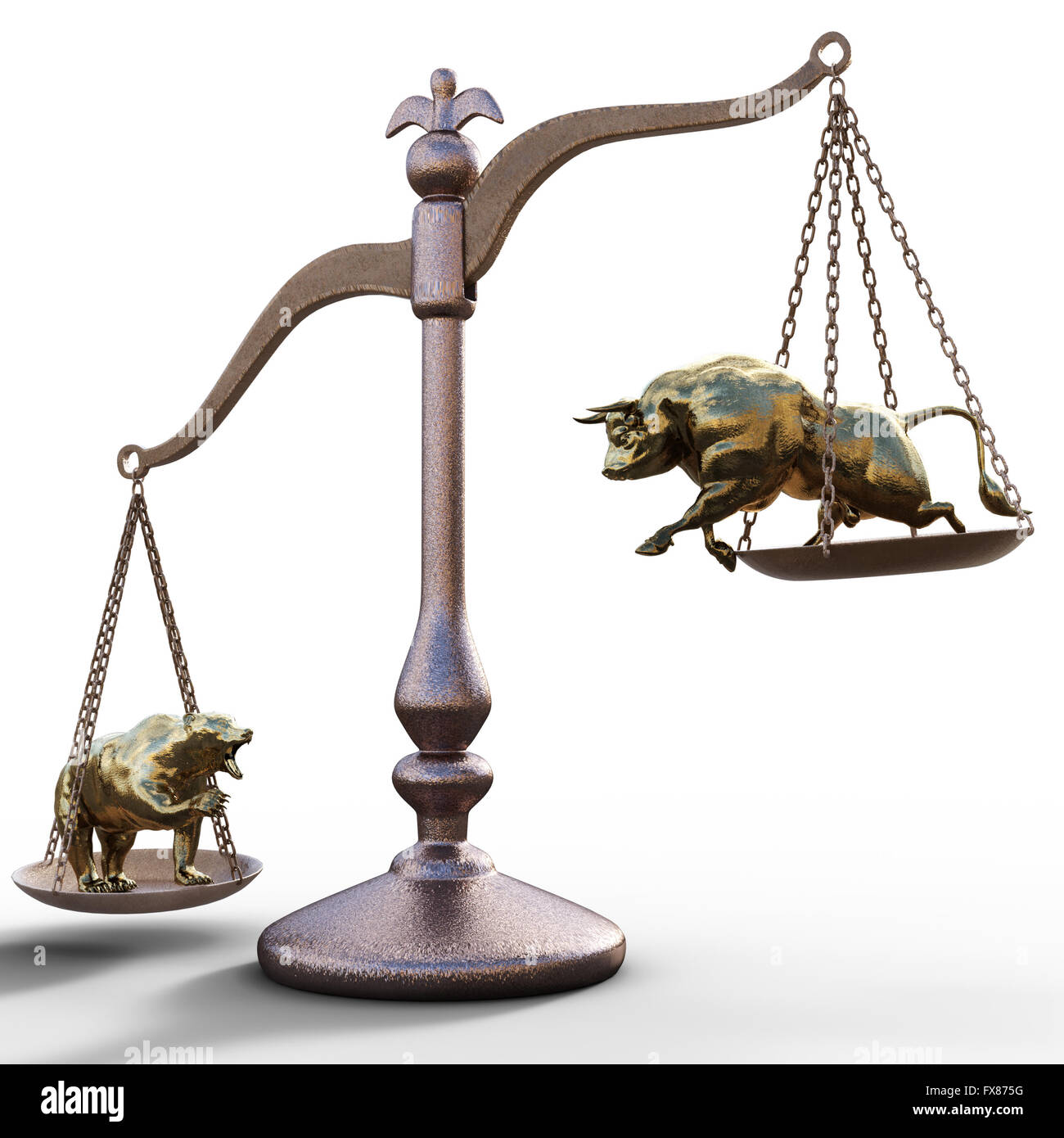 bear and bull on the scales Stock Photo - Alamy