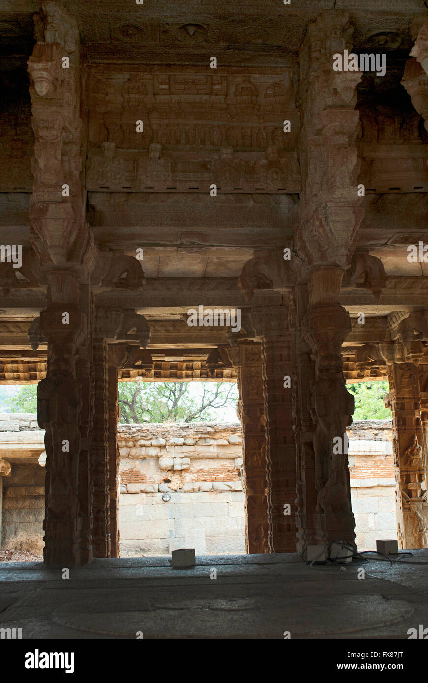 Interior view. Kalyana Mandapa, Vitthala Temple complex, Hampi ...