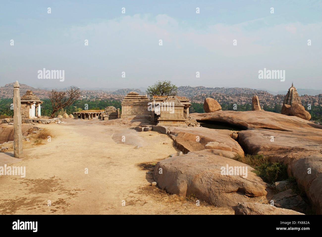 Temples on the Hemakuta Hill, Hampi, Karnataka, India. Sacred Center. A ...