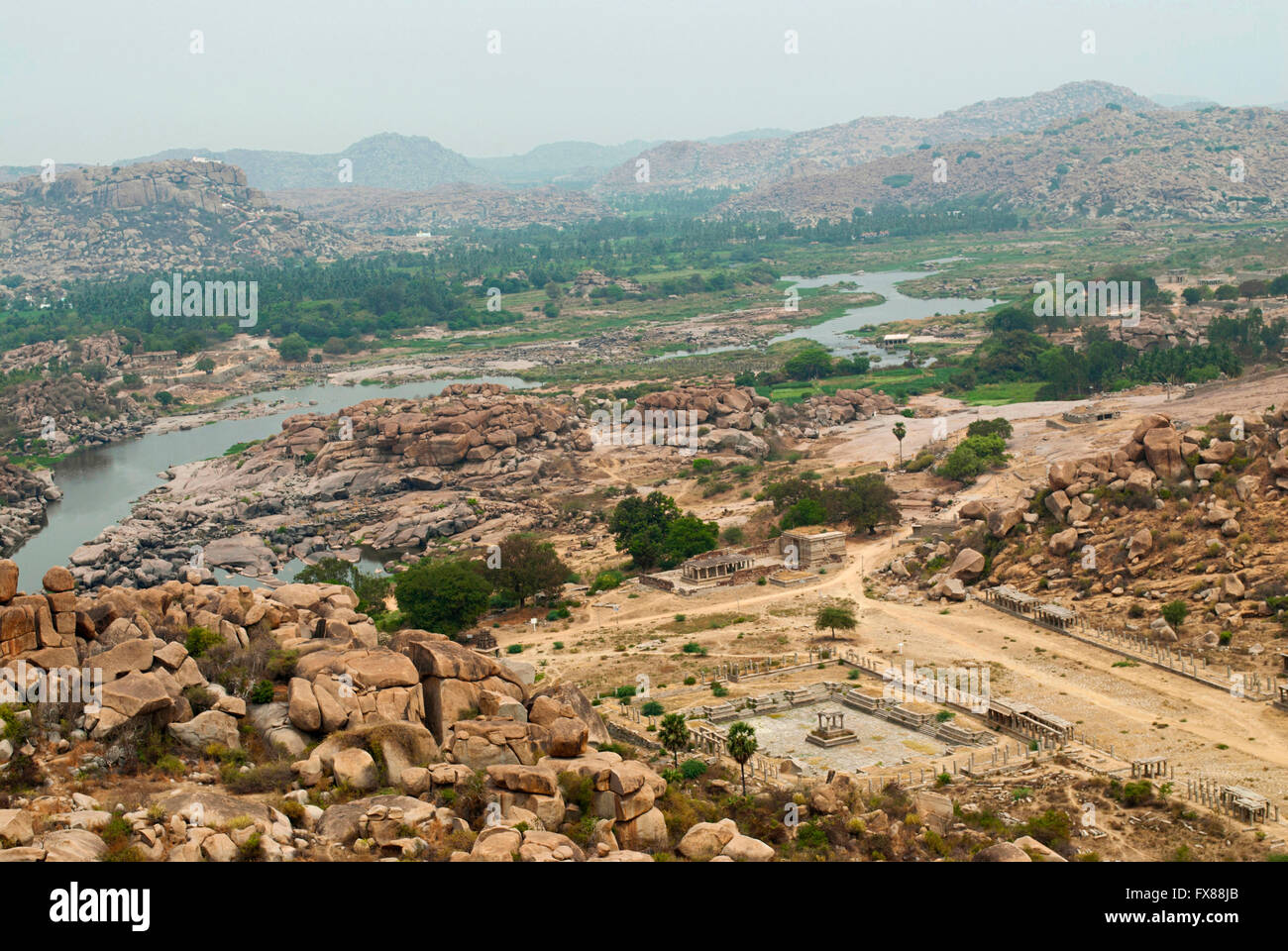 Aerial view of the north-east area of Hampi from Matanga Hill, Hampi ...