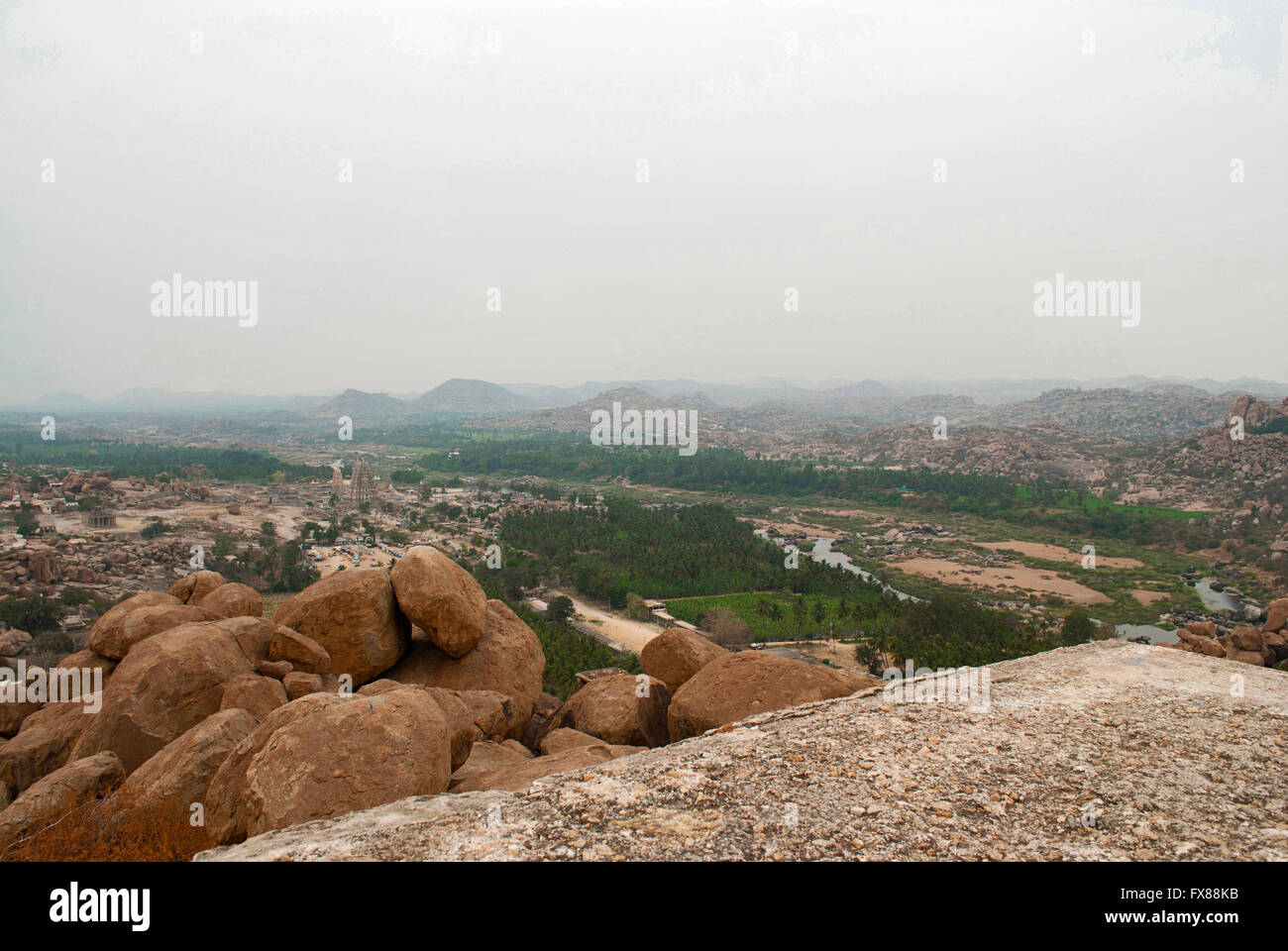Aerial view of Hampi from the east side of Matanga Hill top, Hampi ...