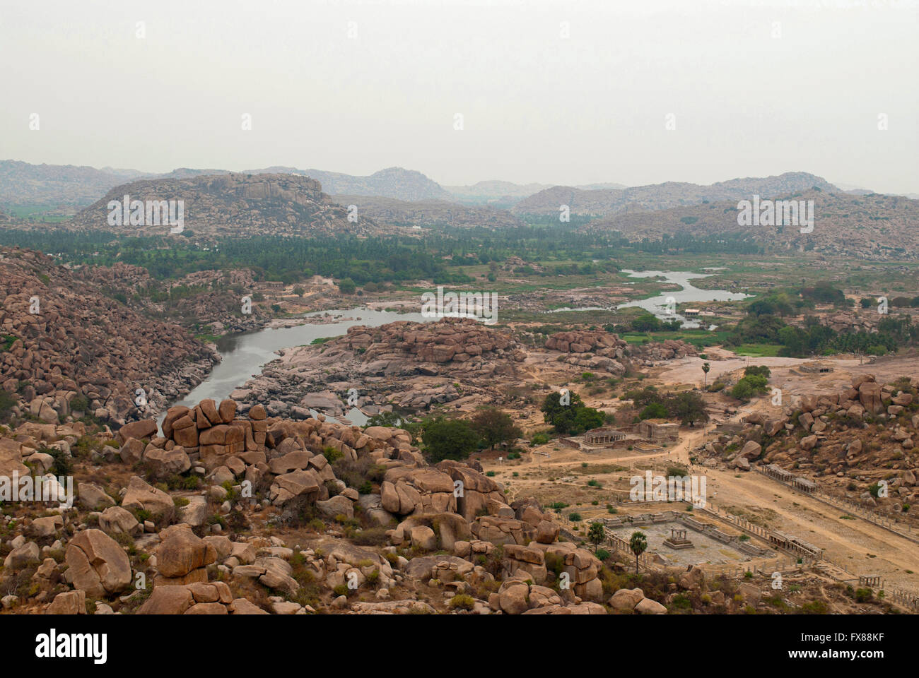 Aerial view of the north-east area of Hampi from Matanga Hill, Hampi ...