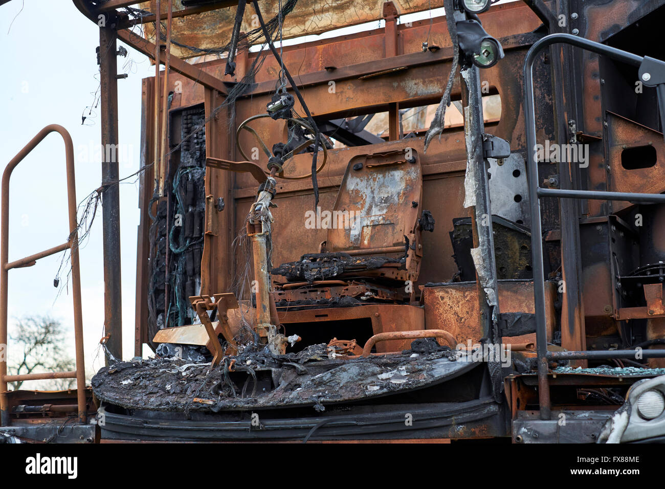 Destroyed Fire Combine Harvester High Resolution Stock Photography and ...