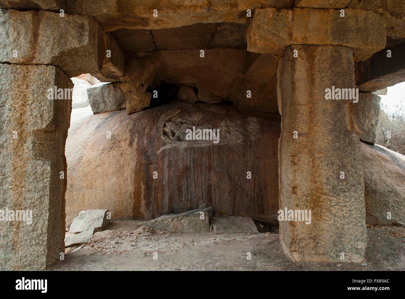 Ruins of Vishnu temple located on the path from the eastern gateway of ...