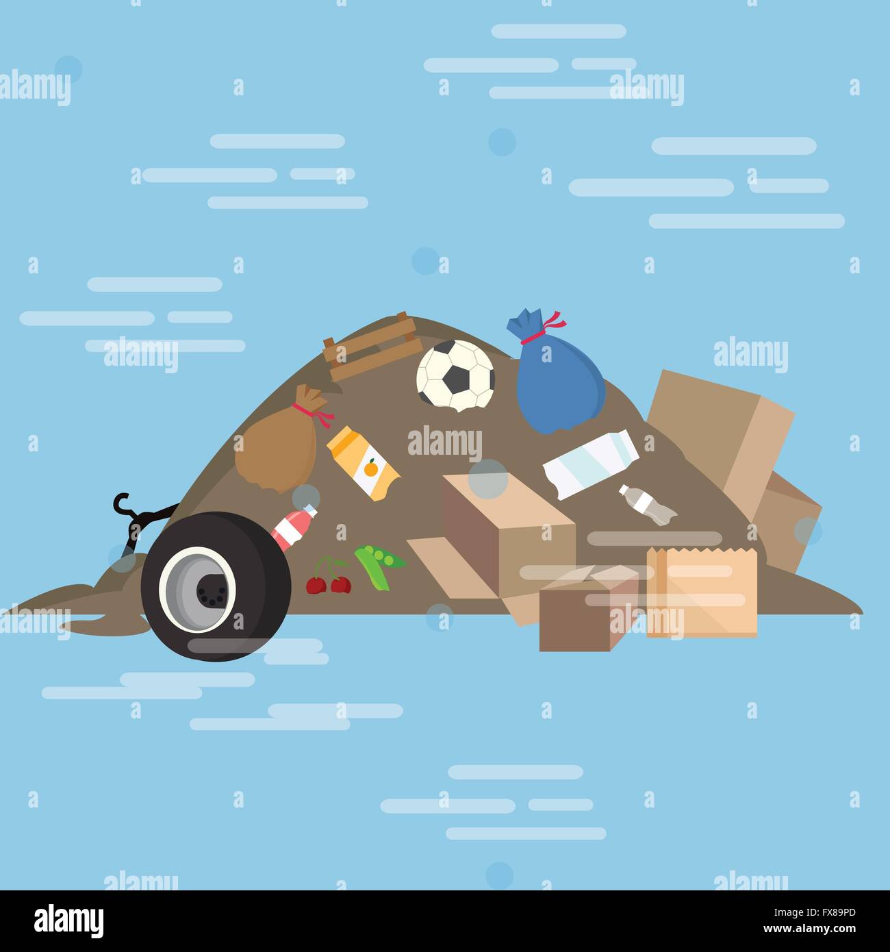 garbage pile waste product dirty vector cartoon illustration junk yard ...