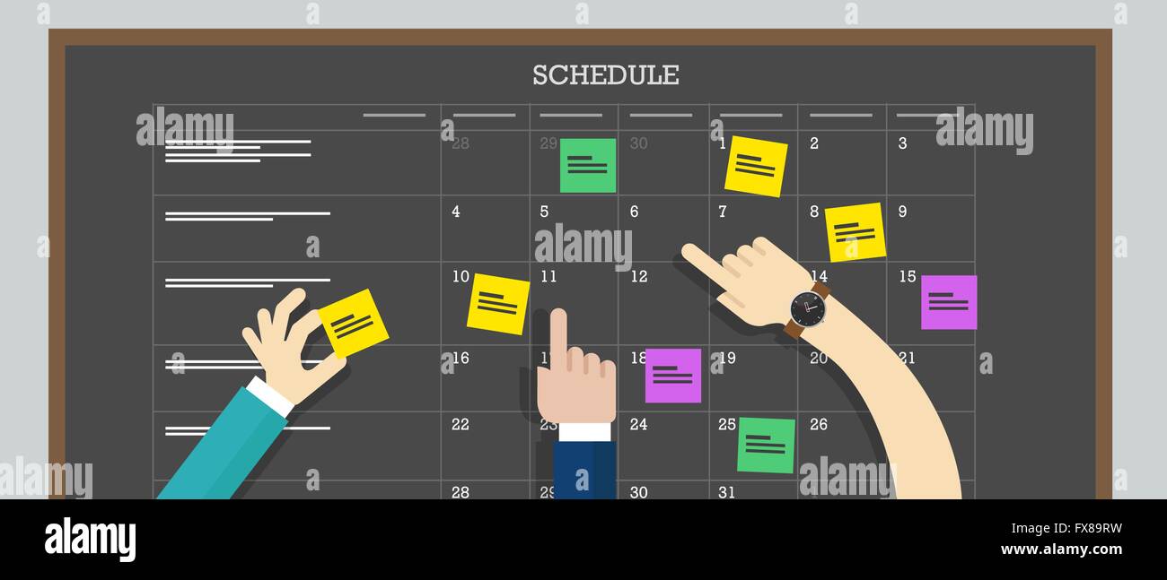 calendar schedule board with hand plan Stock Vector Image & Art - Alamy