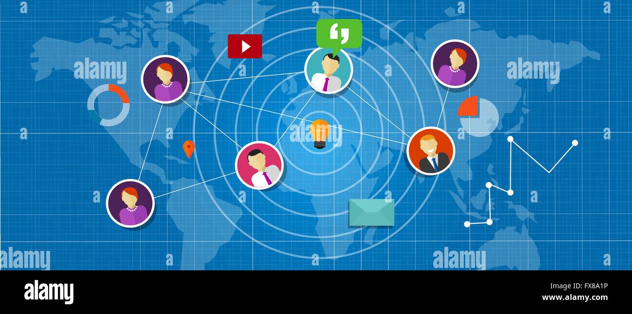 social network media interconnected people around the world Stock ...