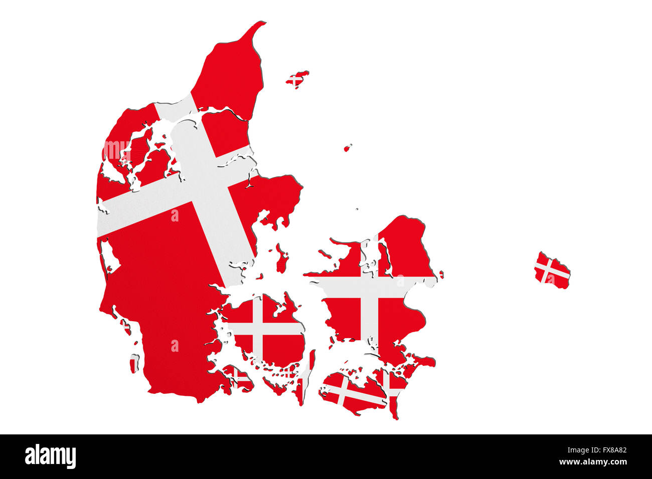 3d rendering of Denmark map and flag on white background Stock Photo ...