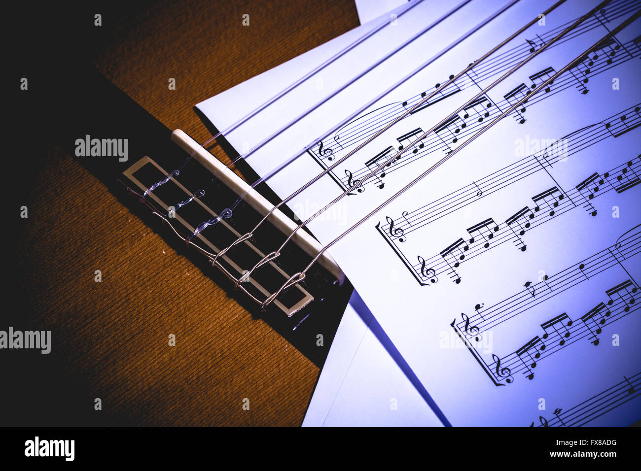 guitar and music score Stock Photo - Alamy
