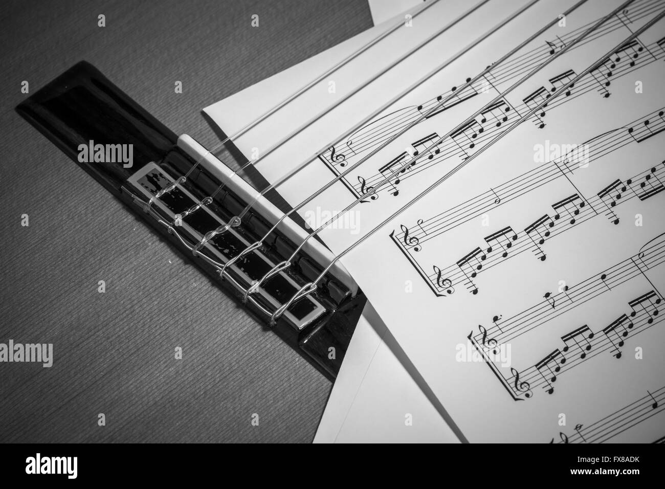 guitar and music score Stock Photo - Alamy
