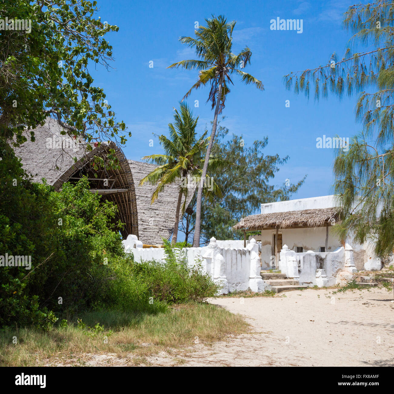 Visitor centre and small British built mosque on the coral island of ...