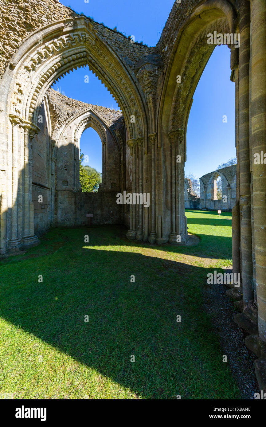 Glastonbury Abbey - a ruined monastic abbey on the Somerset levels UK ...