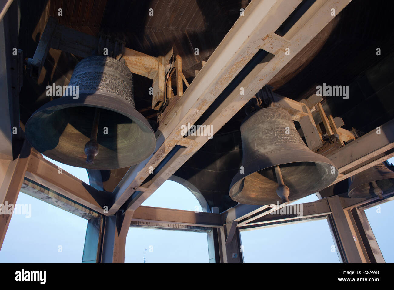 Bells at St. Anne's Church bell tower, belfry in Warsaw, Poland Stock ...