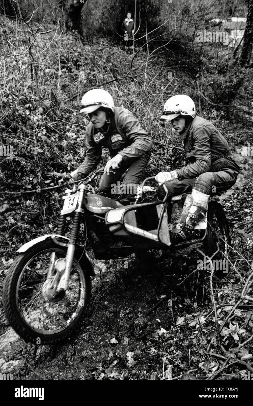 Archive image from 1980s. Harold Roberts motorcycle & sidecar trial at ...
