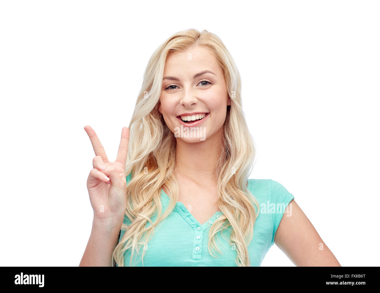 Beautiful smiling girl peace sign hi-res stock photography and images ...